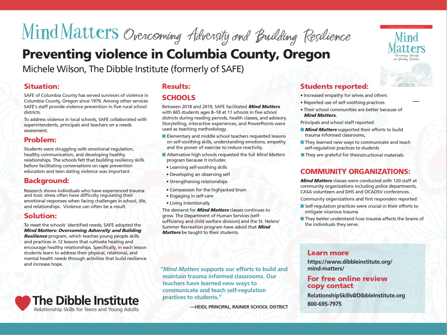 Mind Matters Program - The Dibble Institute